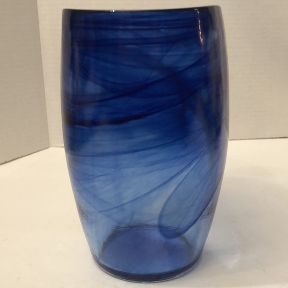 Accents | Cobolt Blue Swirl Oval Art Heavy Glass Vase 7 12h X 7 14 W ...